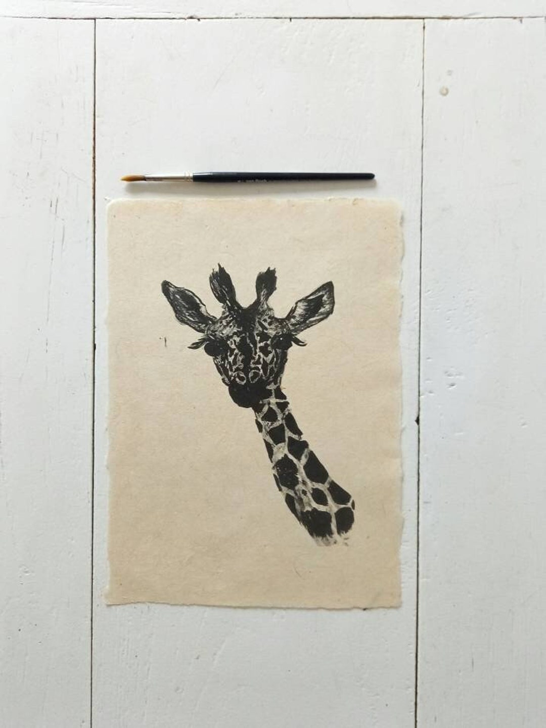 GIRAFFE - Pen and Ink Print on Egyptian Papyrus Paper - Etsy