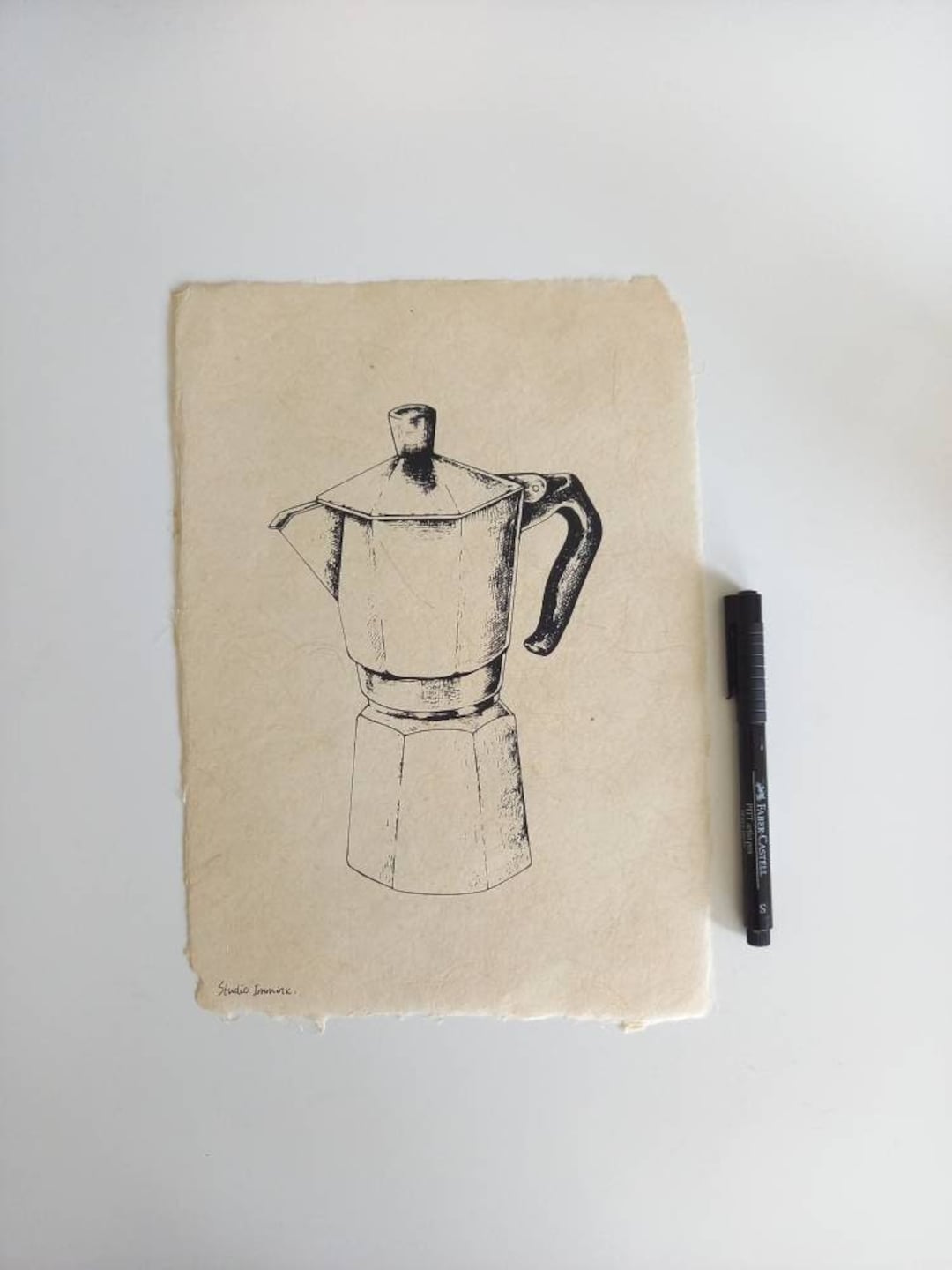 COFFEE on Papyrus Paper - Pen and Ink Drawing - Etsy
