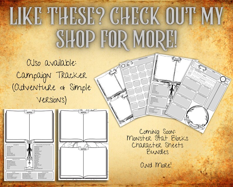 NPC Character Sheet NPC Stats Tracker Printable Dungeons & - Etsy