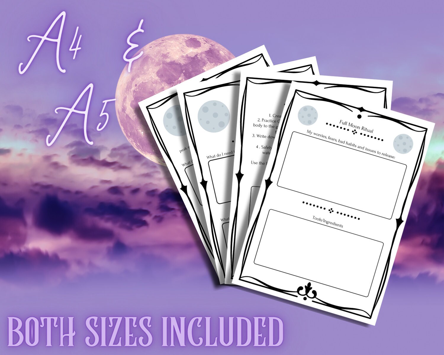 Full Moon Reflection Manifestation Printable, Reflection Ritual ...