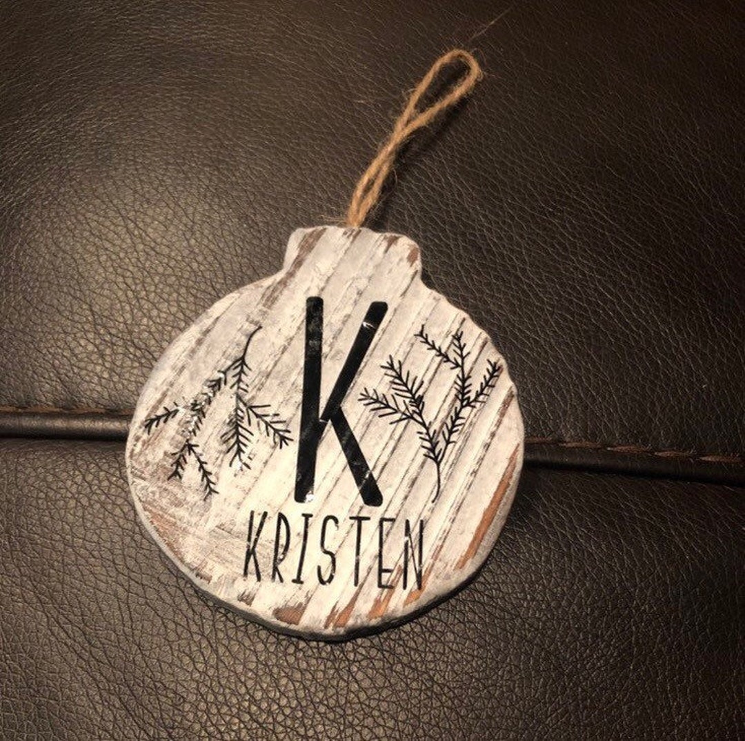 Rae Dunn Inspired Rustic Farmhouse Monogram Name Ornament - Etsy