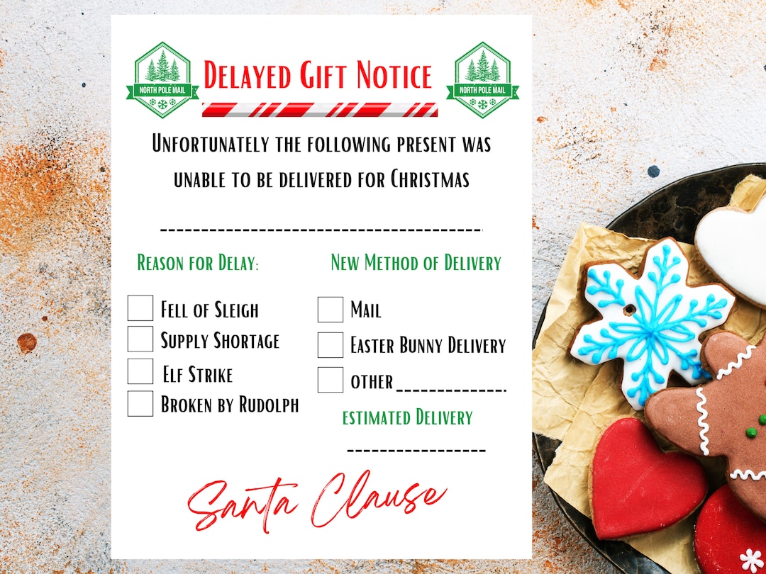 Delayed Christmas Gift Missing Christmas Present Late Gift Letter From ...