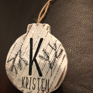 Rae Dunn Inspired Rustic Farmhouse Monogram Name Ornament - Etsy