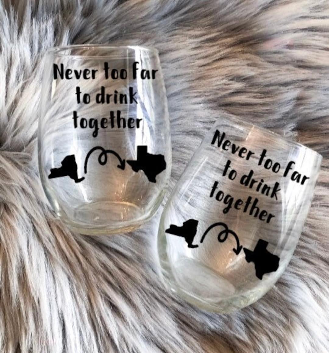 Long Distance Friends Friendships Wine Glasses BFF Wine Glasses Bridal ...