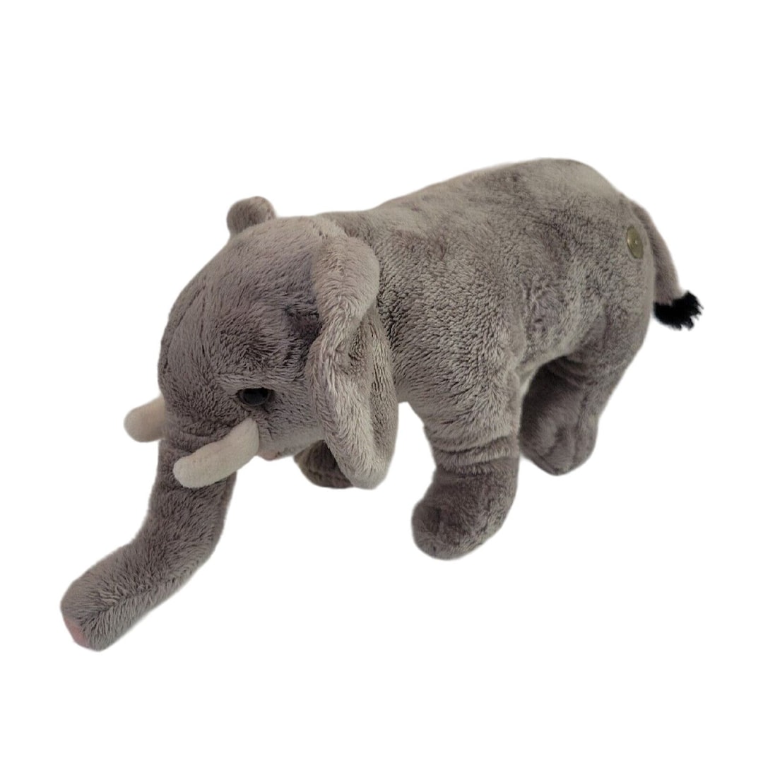 FAO Schwarz Gray Elephant Fluffy Soft Huggable Plush Stuffed Animal Toy ...