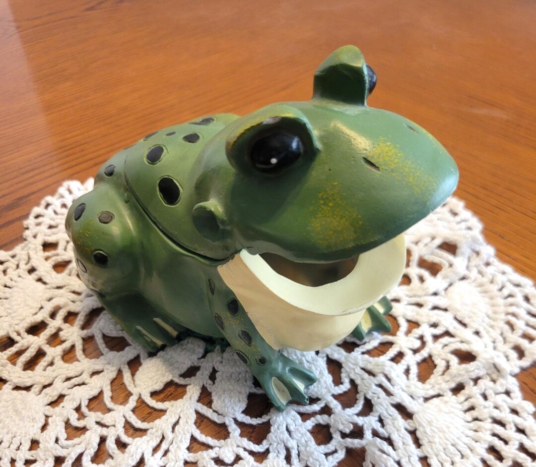 Frog Dish Green Pottery Removable Head Whimsical Deco Figure Handmade ...
