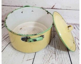 Yellow Enamel Pan | Etsy