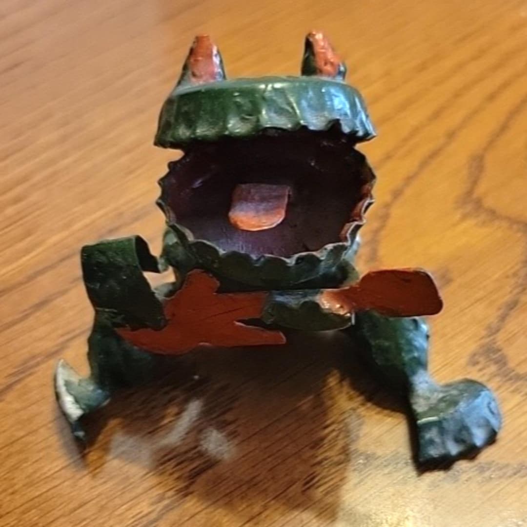 Vintage Bottle Cap Frog Figurine Handmade Recycled Whimsical Decor ...