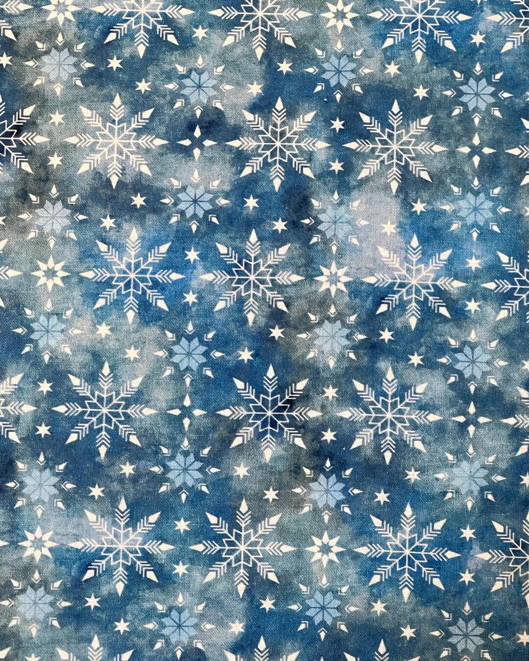Snowflakes Blue Fabric by Half Yard, Fat Quarter, Christmas Cotton ...