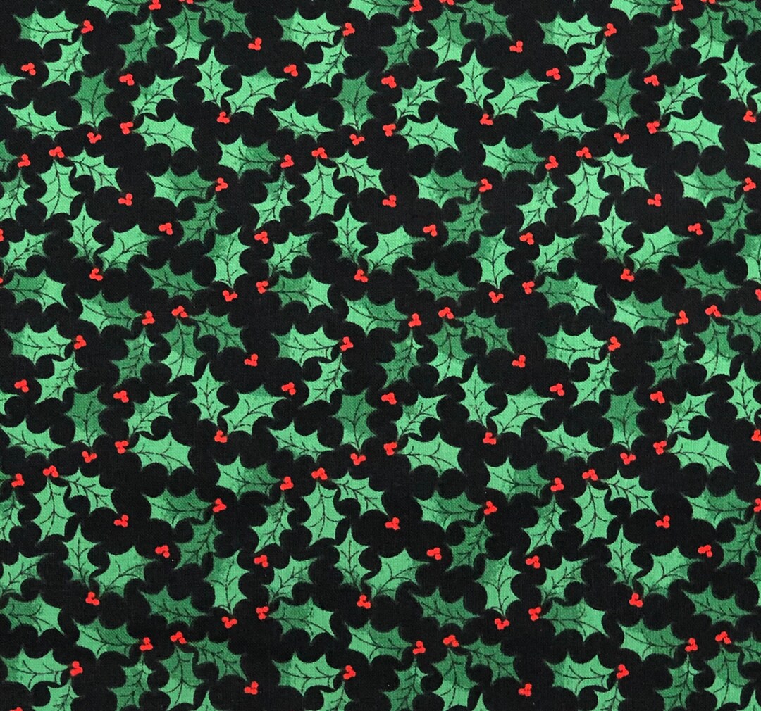 Holly Leaves Fabric by Half Yard, Fat Quarter, Christmas Holly Cotton ...