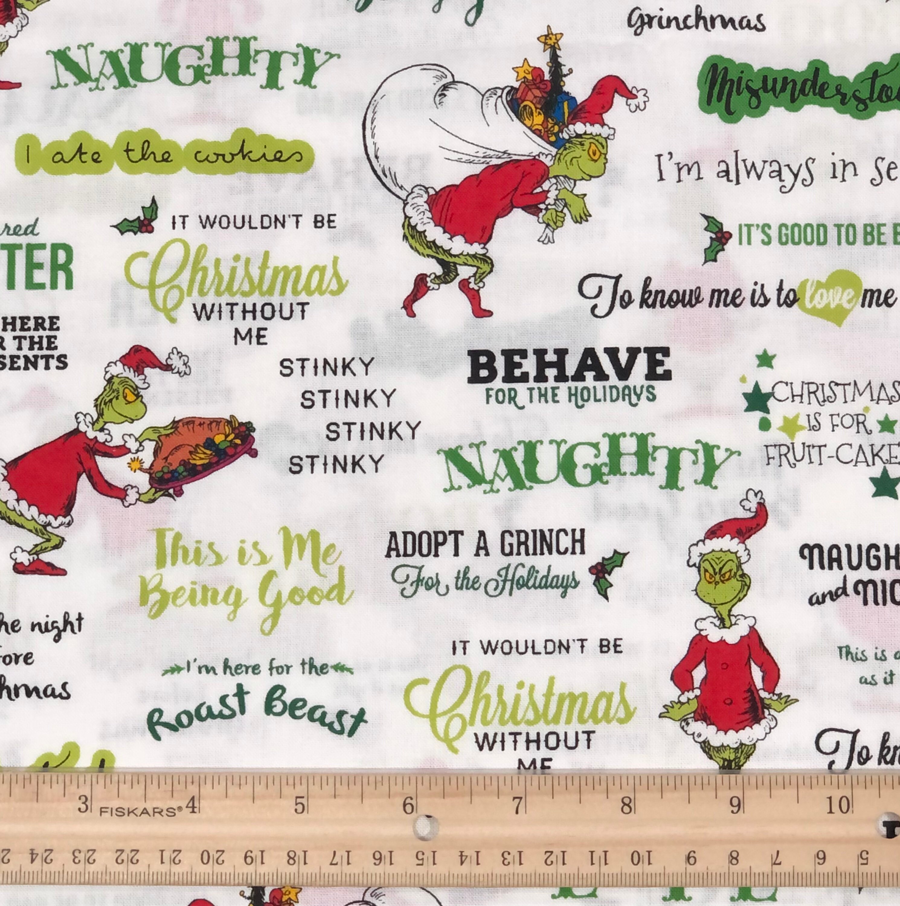 Grinch Christmas Words Fabric by Half Yard END of BOLT Fat - Etsy