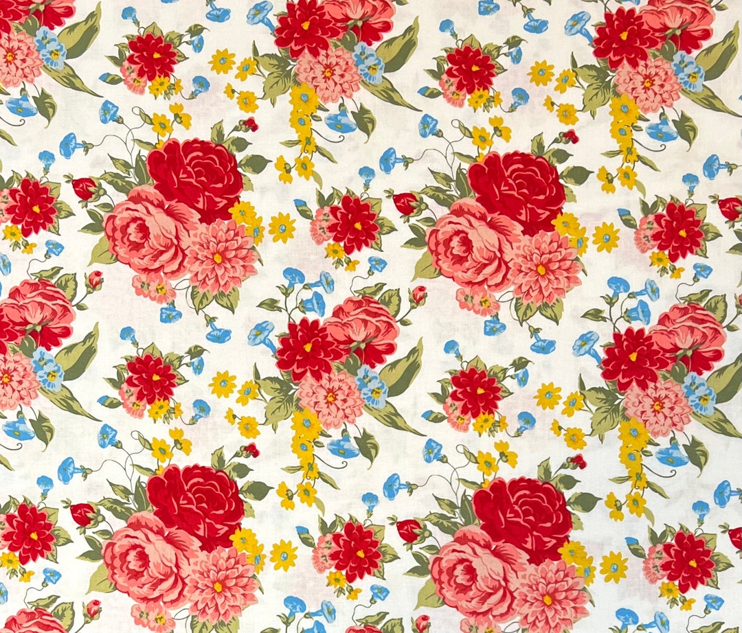 Sweet Rose Pioneer Woman Fabric by Half Yard, Fat Quarter, Floral ...