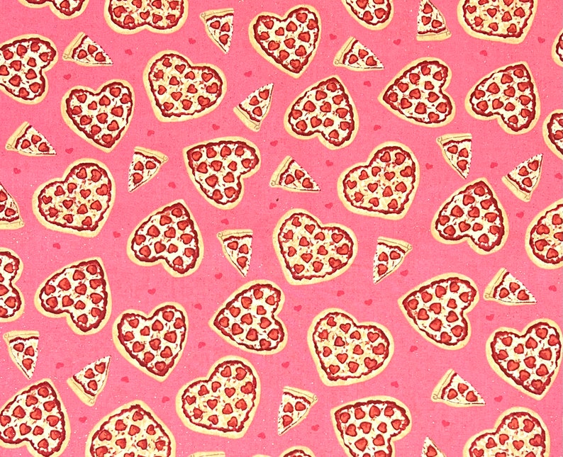 Heart Shaped Pizzas Glitter Pink Fabric by Half Yard Fat - Etsy