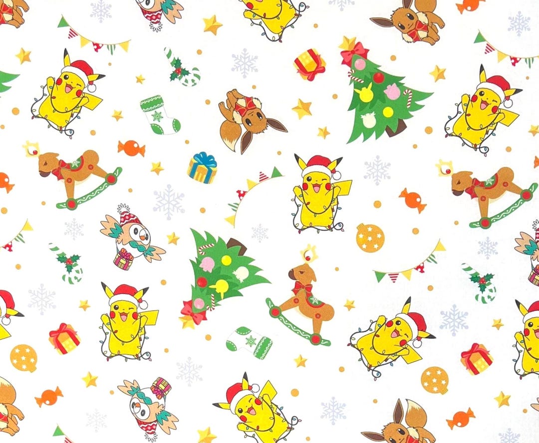 Pikachu Licensed Christmas Tree Pokemon 100% Cotton Fabric | Fat ...