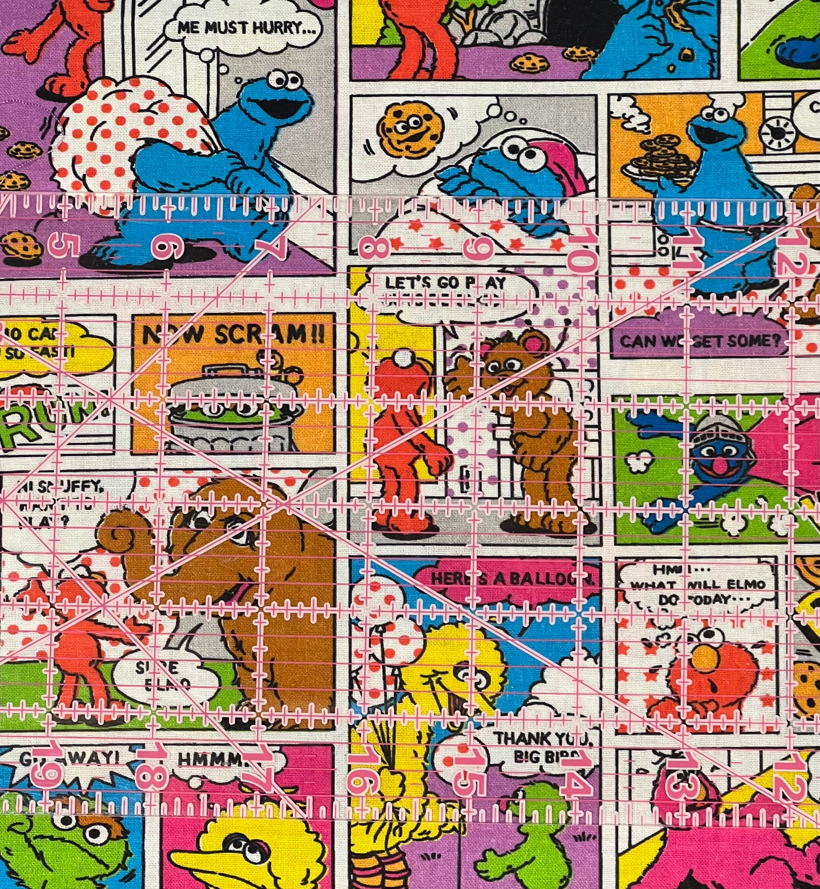 Cookie Monster Elmo Licensed Comic Book 100% Cotton Fabric | Fat ...