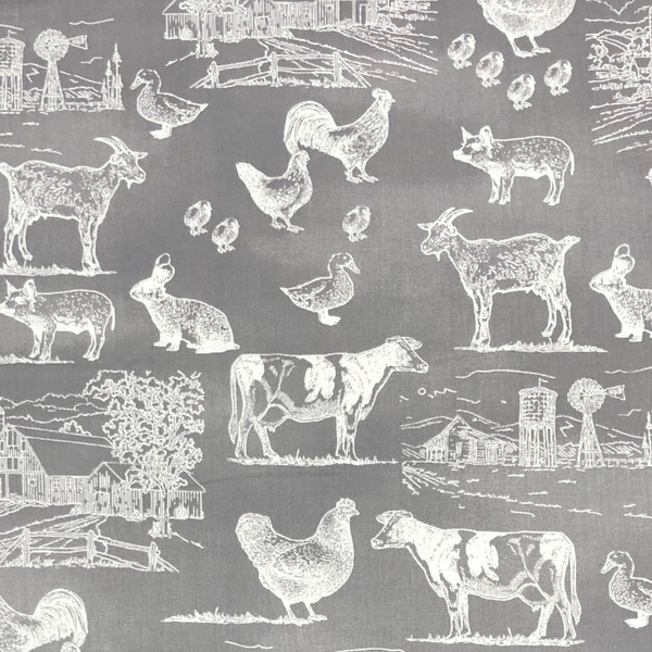 Farm Scene Fabric - Etsy