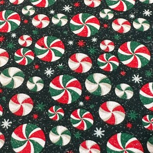 Peppermint Candies Glitter Fabric by Half Yard, Fat Quarter, Christmas ...