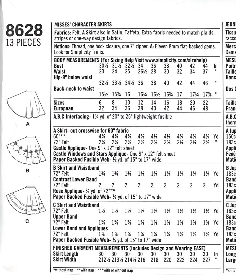 Princess Adult Skirt Sewing Pattern, Misses’ Character Skirts, Belle ...