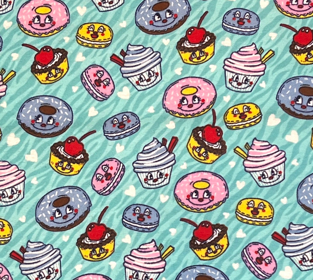 FLANNEL Cupcakes and Donuts Fabric END of BOLT, by Half Yard, Fat ...