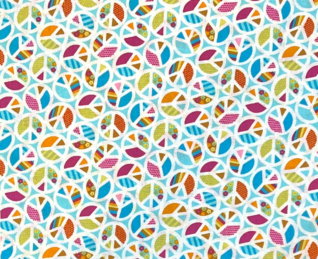 Peace Signs Fabric, by Half Yard, Fat Quarter, Peace Symbols Novelty ...