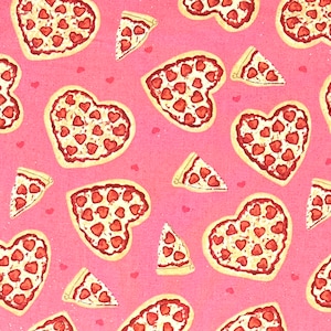 Heart Shaped Pizzas Glitter Pink Fabric by Half Yard, Fat Quarter ...