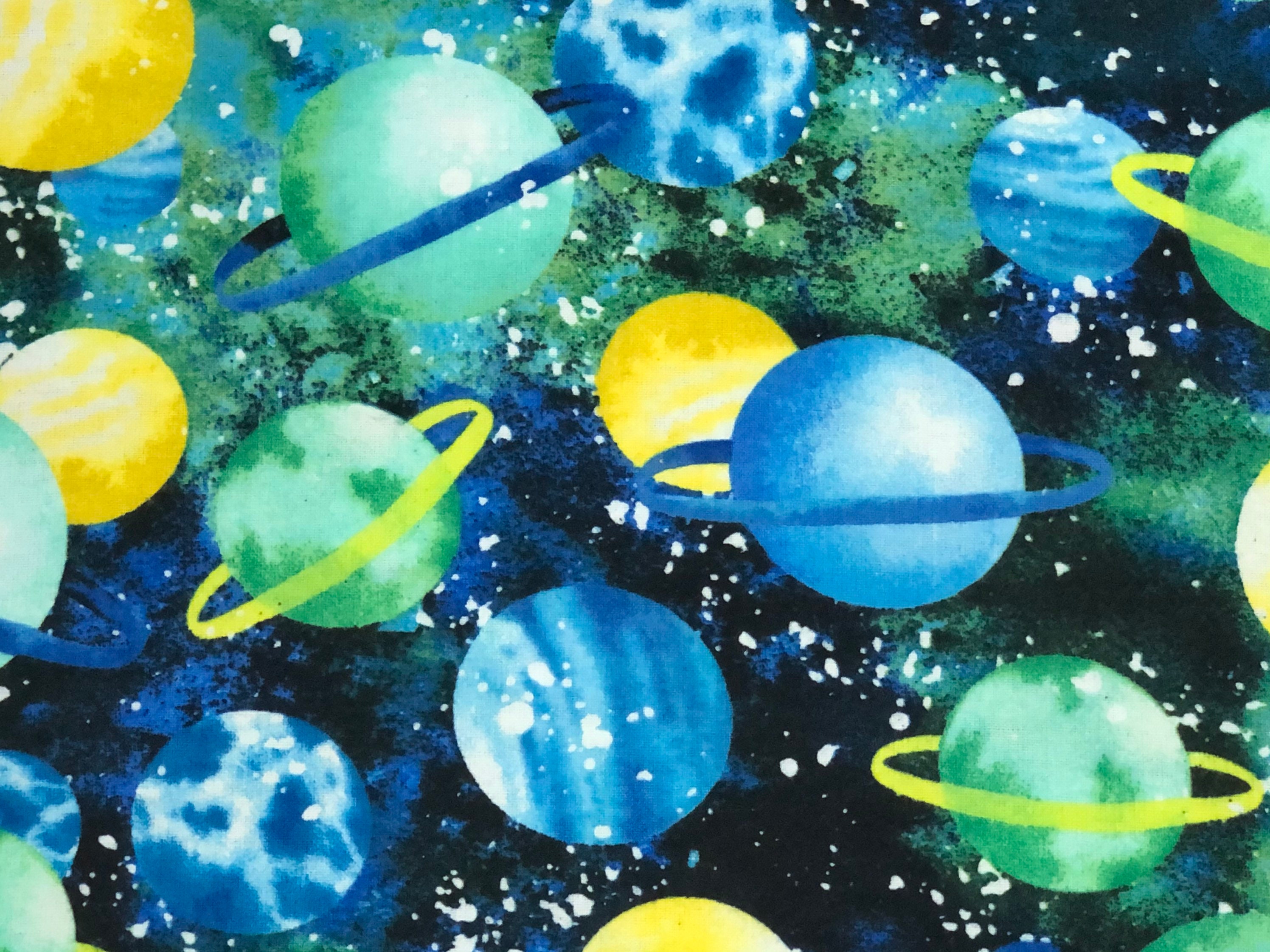 FLANNEL Planets Fabric By the Half Yard Outer Space Cotton | Etsy