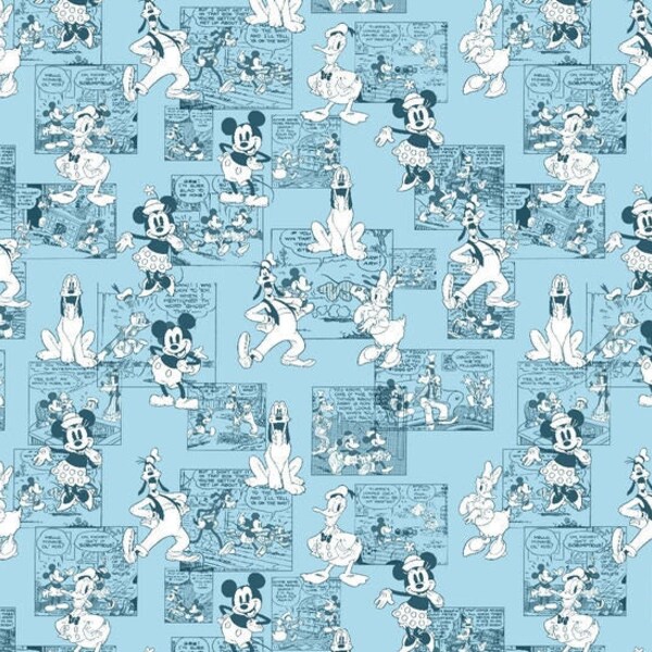 Mickey Comic Strip Fabric - Etsy
