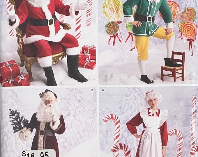Santa Claus Suit Sewing Pattern, Elf Mrs Claus Adult Costume, Apron and ...