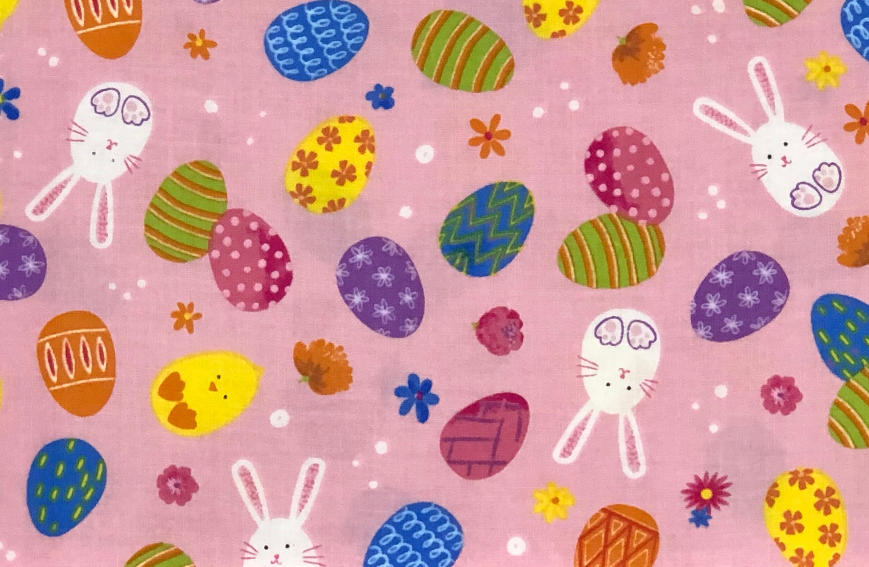 Easter Bunny Eggs Fabric by Half Yard Fat Quarter Colorful - Etsy