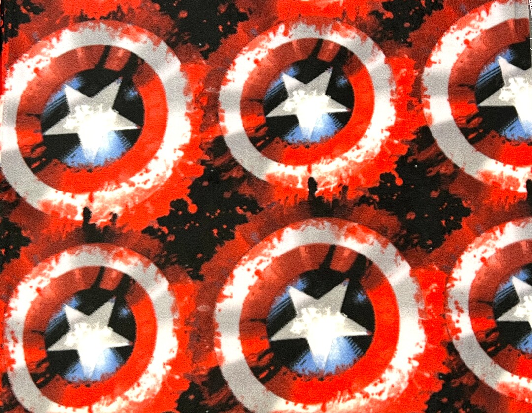 FLEECE Avengers Captain America Shield Fabric by the Yard, Half Yard ...