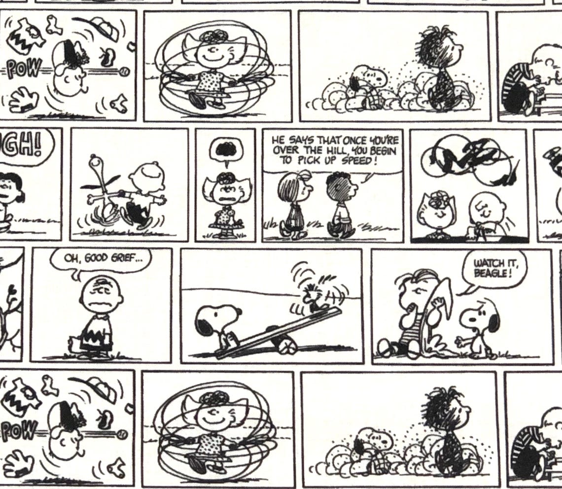 Peanuts Black White Comic Strip 100% Cotton Fabric | Fat Quarter, Half ...