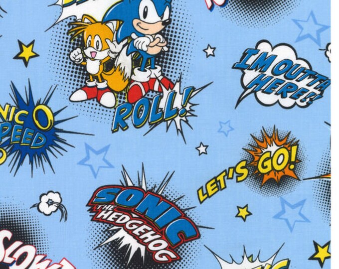 Sonic the Hedgehog Fabric by Half Yard, Fat Quarter, Sonic Let’s Roll ...