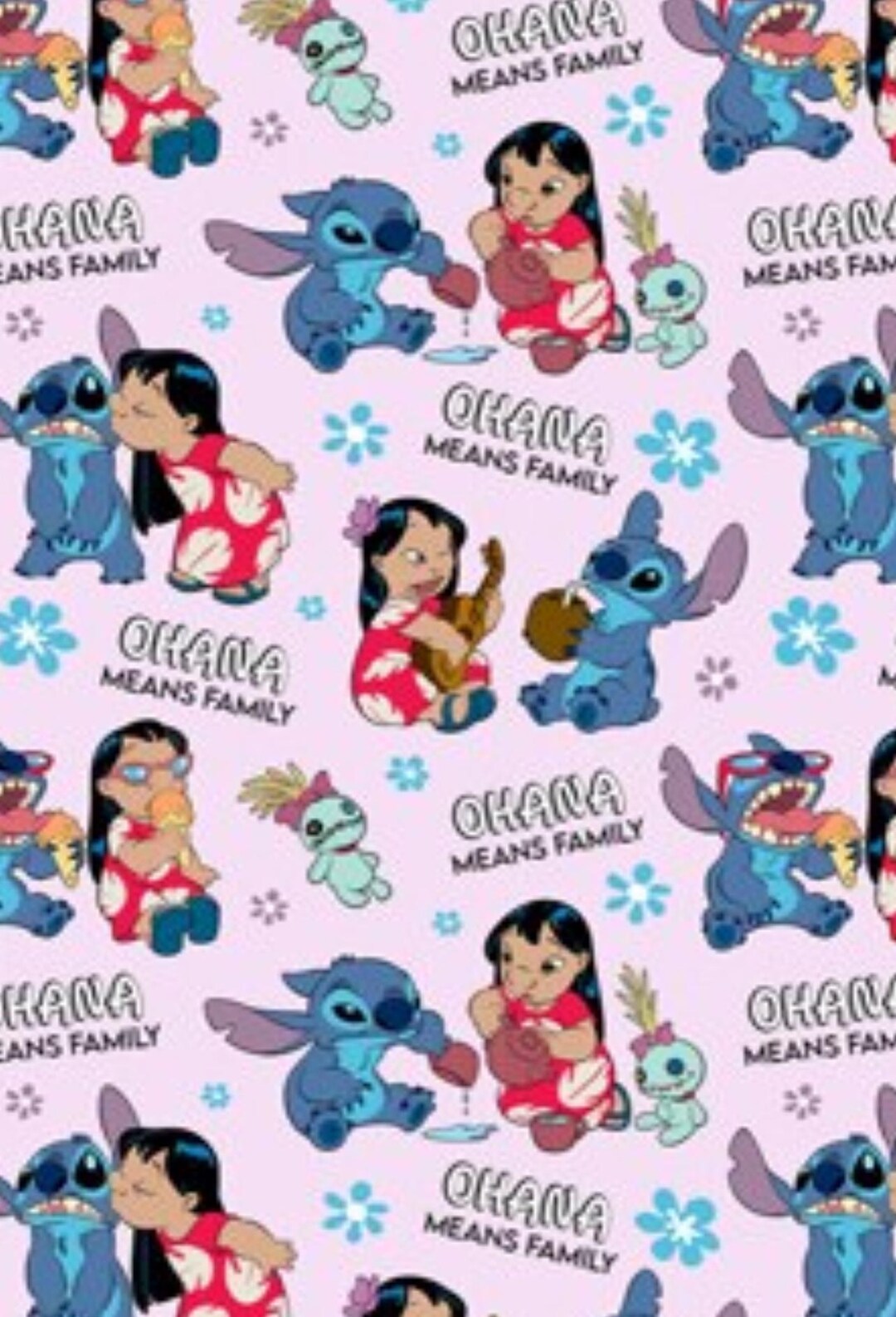 Ohana Means Family Lilo Stitch 100% Cotton Fabric | Fat Quarter, Half ...