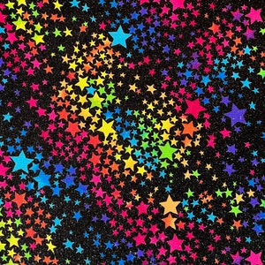 Rainbow Stars Glitter Fabric END of BOLT, by Half Yard, Fat Quarter ...