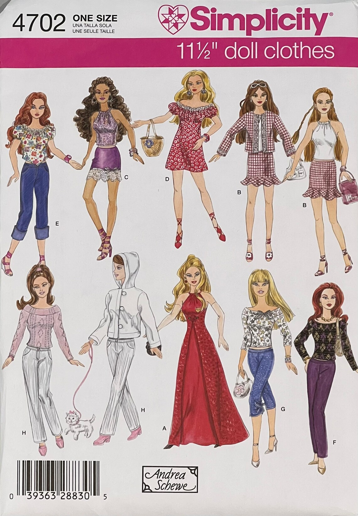 11 1/2” Doll Clothes Sewing Pattern, Fashion Doll Dress Top and Pants ...