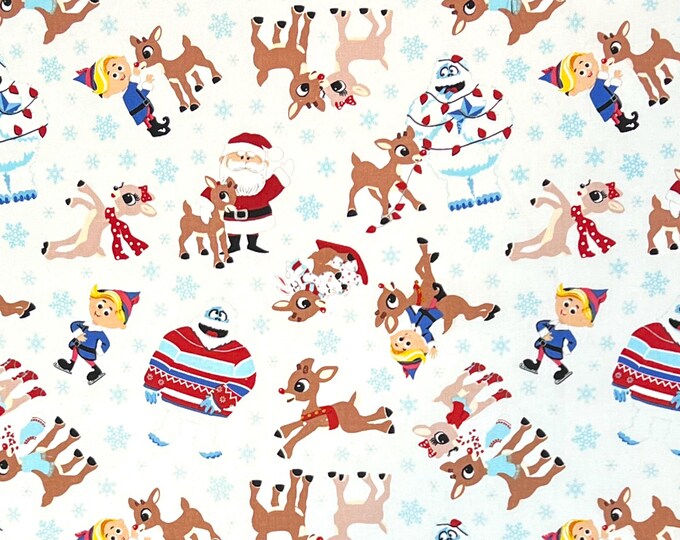Rudolph the Red-nosed Reindeer Fabric by Half Yard, End of Bolt, Fat ...