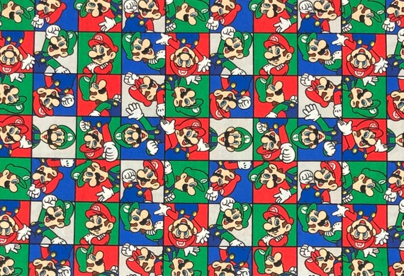 Mario Brothers Grid Fabric by Half Yard Fat Quarter Nintendo - Etsy