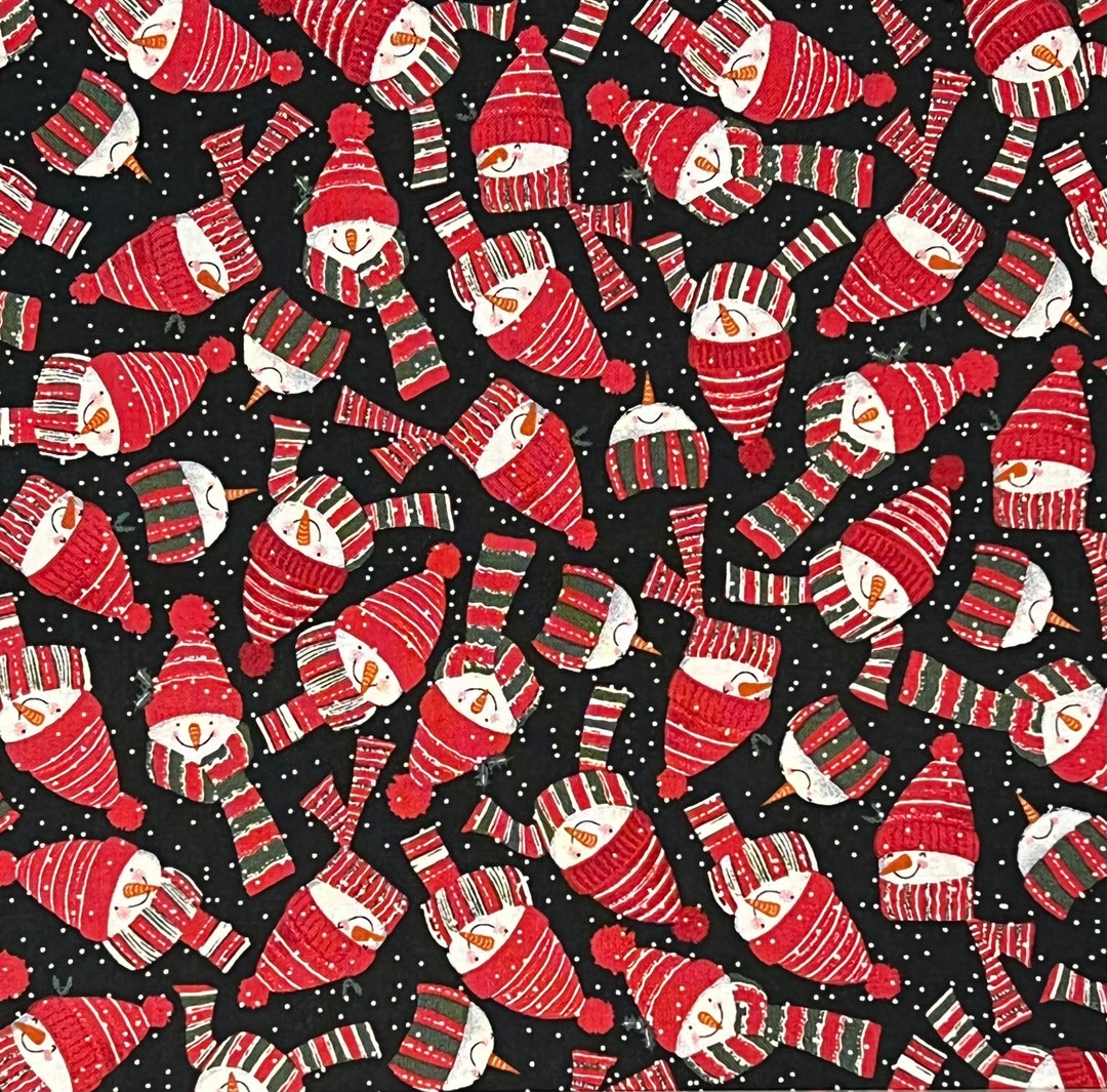 Bundled up Snowmen Fabric by Half Yard, Fat Quarter, Snowman Scarf ...