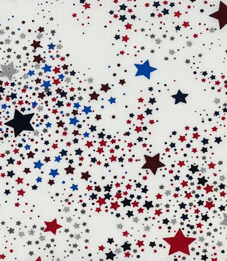 Pow Stars Glitter Fabric by Half Yard, Fat Quarter, Patriotic Cotton ...