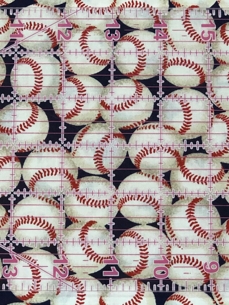 Baseballs on Blue Fabric By the Half Yard Fat Quarter | Etsy