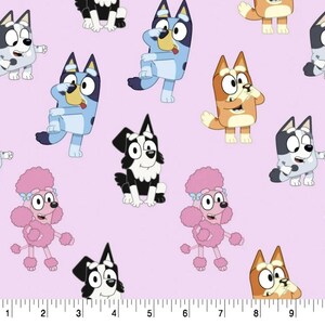 Bluey Dog Pink Puppy Cartoon 100% Cotton Fabric | Precut Fat Quarter - Etsy