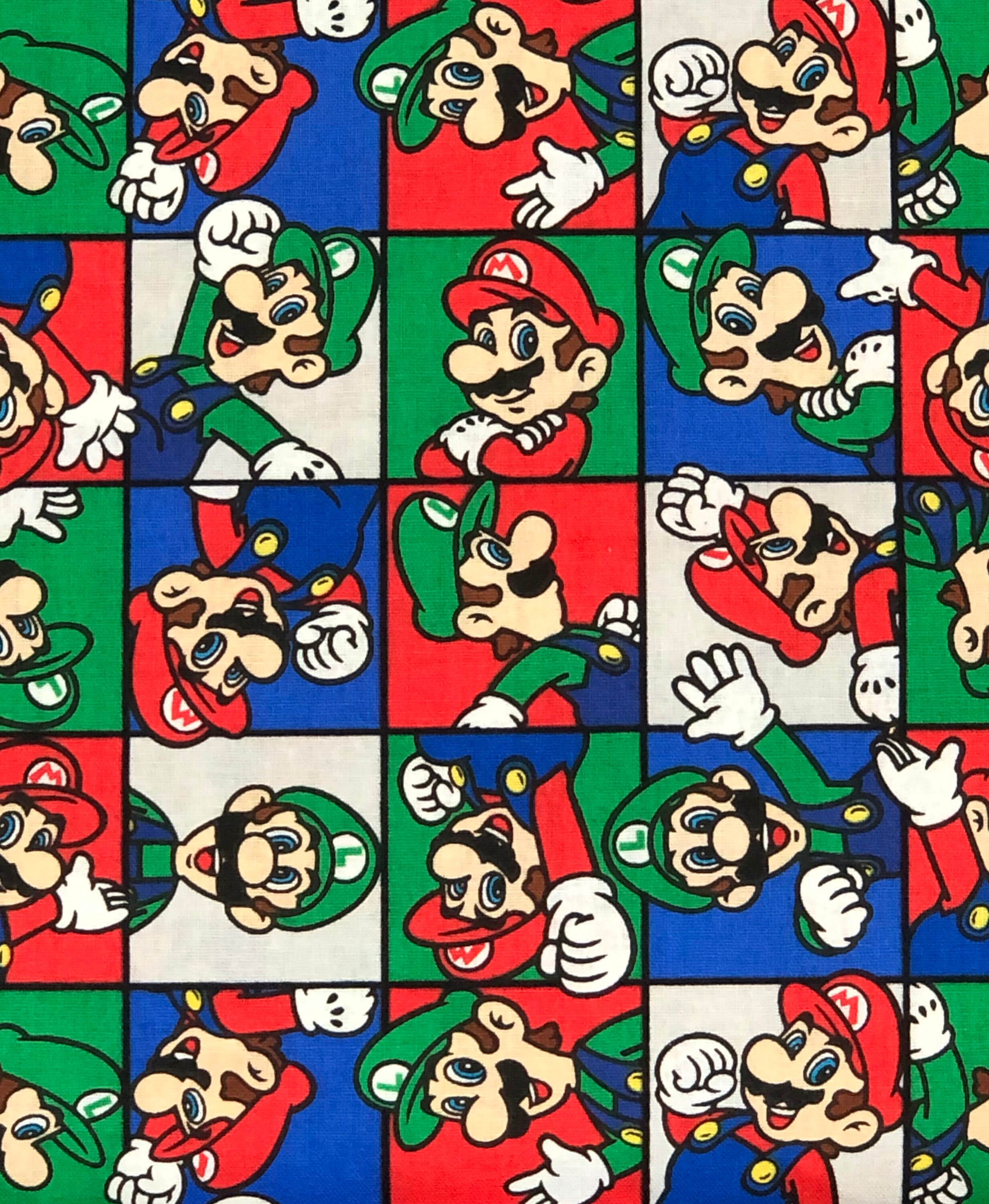 Mario Brothers Grid Fabric by Half Yard Fat Quarter Nintendo - Etsy