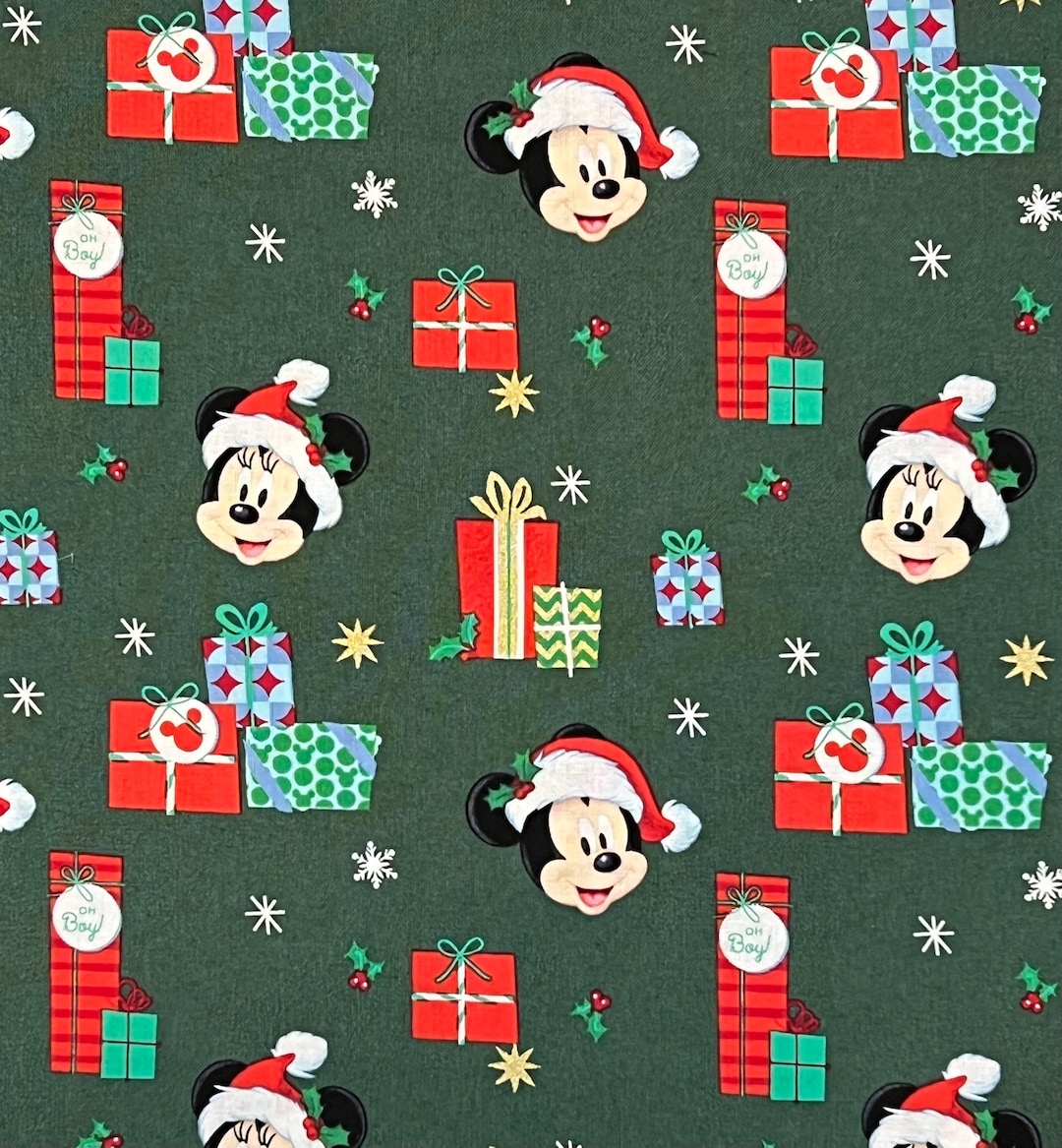 Mickey Oh Boy Christmas 100% Cotton Fabric | Fat Quarter, Half Yard - Etsy