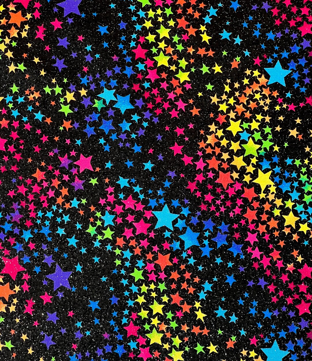 Rainbow Stars Glitter Fabric END of BOLT, by Half Yard, Fat Quarter ...