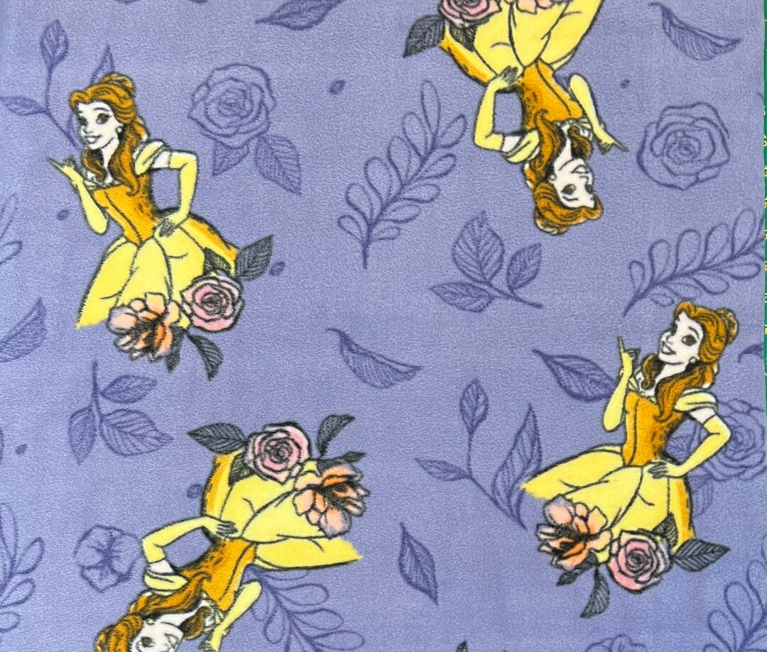 FLEECE Princess Belle Rose Garden Fabric by the Yard, Half Yard, Beauty ...