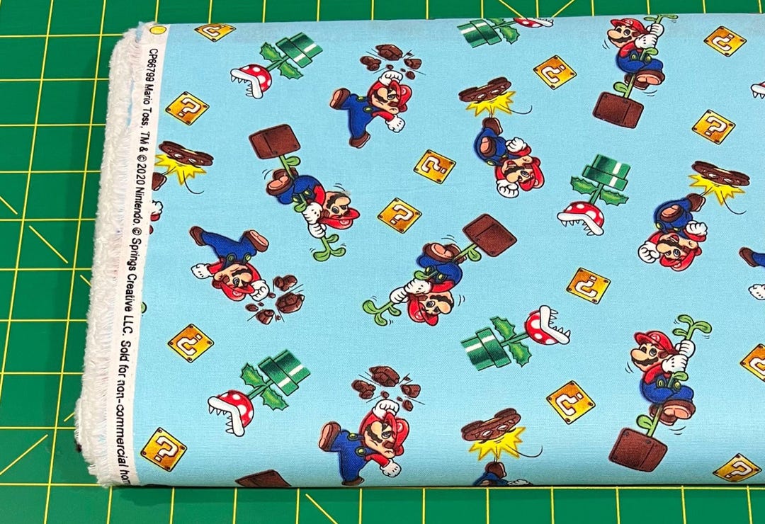 Mario Licensed Toss Brothers 100% Cotton Fabric | Fat Quarter, Half ...