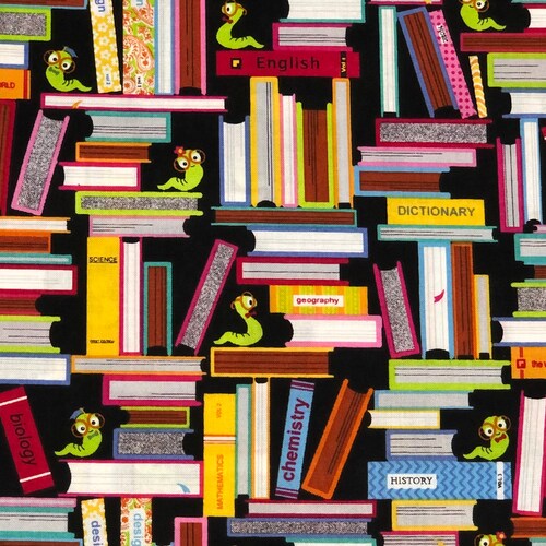 One Half Yard of Fabric Bookworm Books Back to School - Etsy