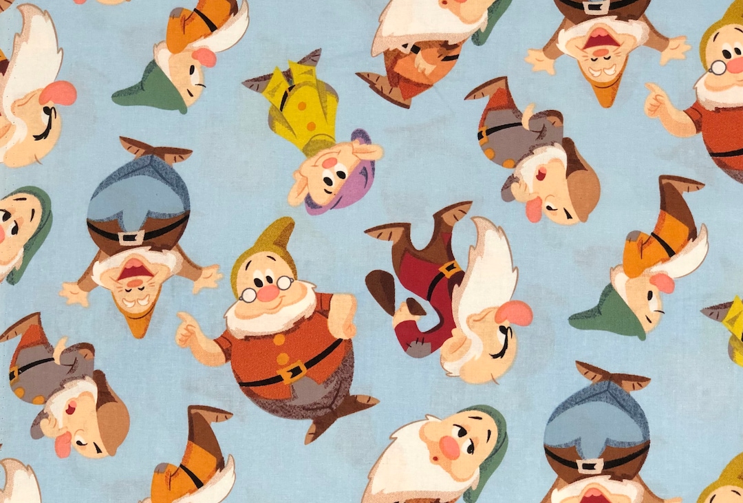 Snow White Dwarf Toss Fabric by Half Yard, Fat Quarter, 7 Dwarves ...