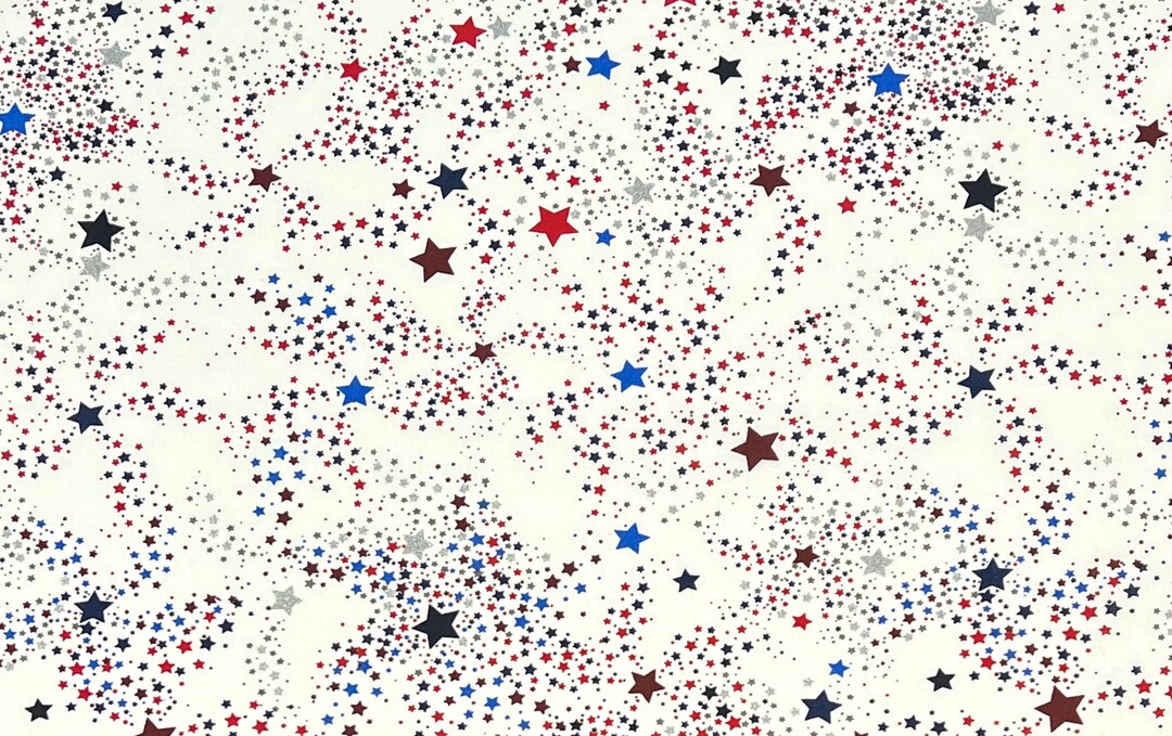 Pow Stars Glitter Fabric by Half Yard, Fat Quarter, Patriotic Cotton ...