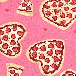 Heart Shaped Pizzas Glitter Pink Fabric by Half Yard, Fat Quarter ...